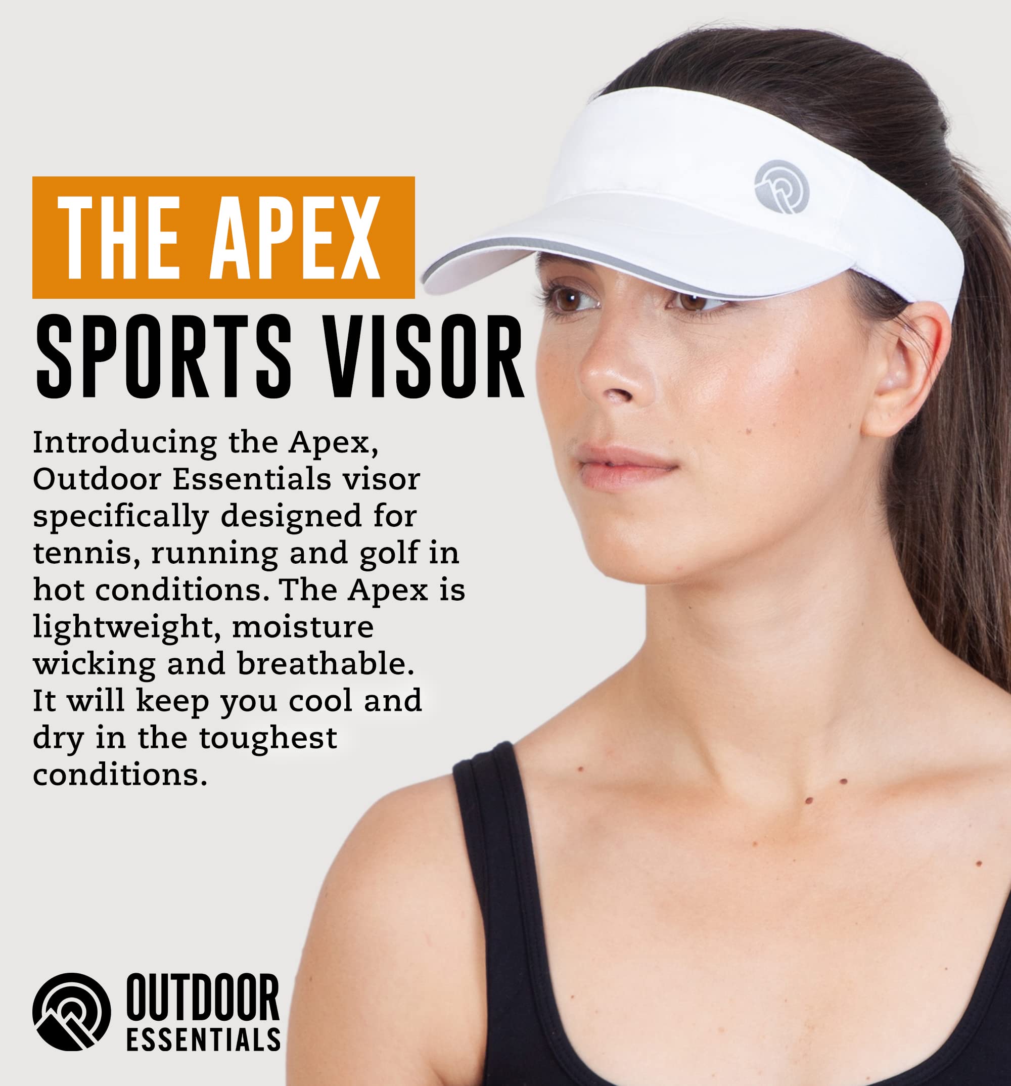 OutdoorEssentials Sun Visor Hat for Women & Men - Womens Visor, Tennis Visor, Golf Visor - Running Visor White - White