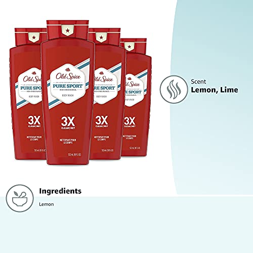Old Spice High Endurance Body Wash for Men, Pure Sport Scent, 18 FL OZ (532 mL) (Pack of 4)