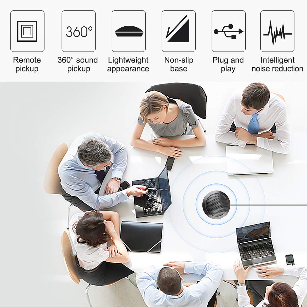 MUTOCAR Conference Microphone 3.5mm, Desktop Microphone, Omnidirectional Condenser Boundary PC Mic for Streaming, VoIP Calls, Skype, Chatting (Windows/Mac)