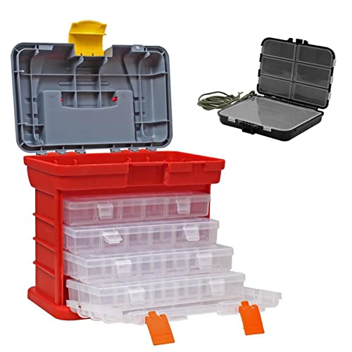 tool box Multifunction 4 Layers Plastic box Large Fishing box screw parts storage box Storage Fishing Lures box Accessories tool box toolbox (Color : Dark Gray)