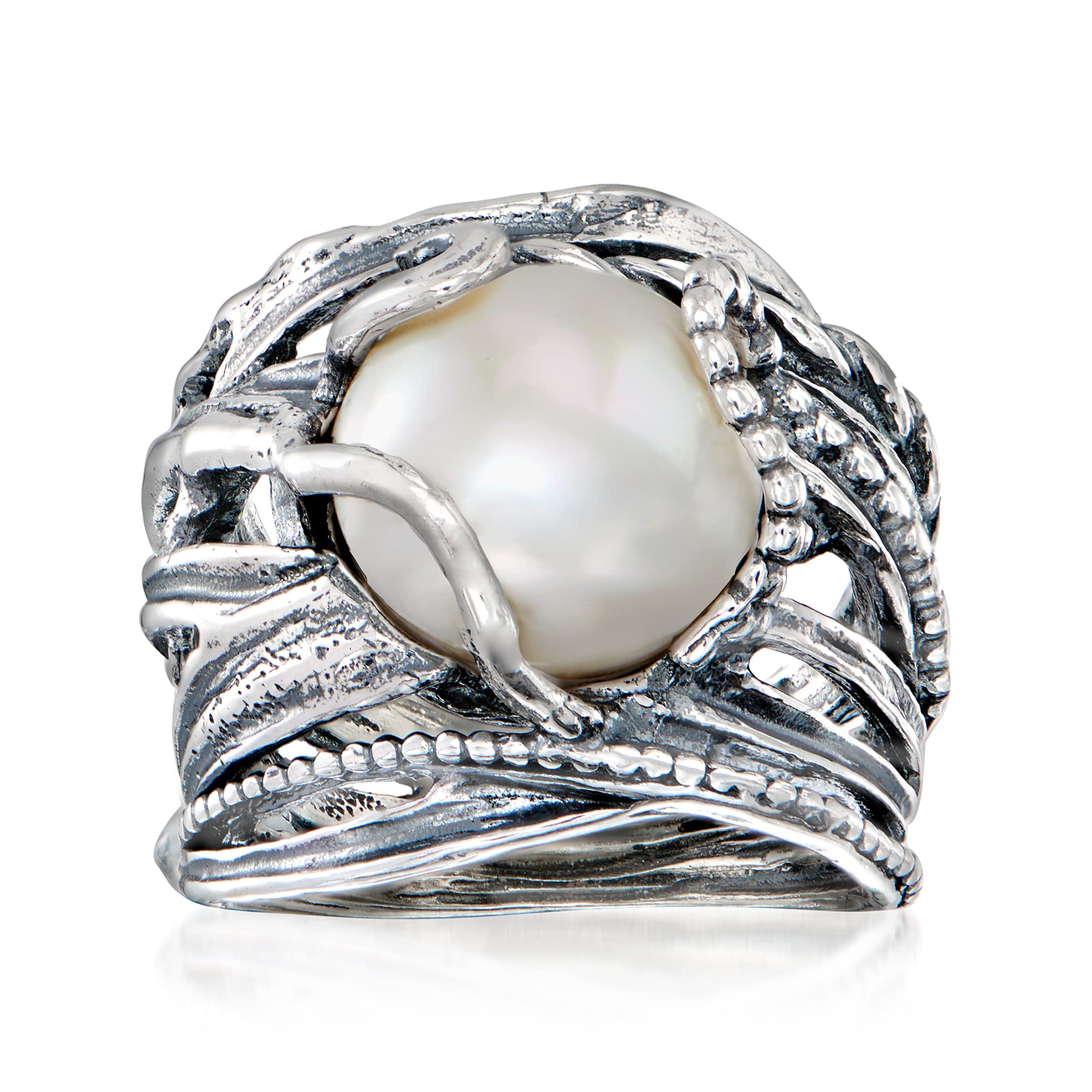 Ross-Simons 12-12.5mm Cultured Pearl Ring in Sterling Silver. Size 7