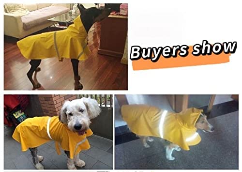 TURNGHK Pet Dog Raincoat Waterproof Hooded Dog Rain Jacket with Pocket Adjustable Lightweight Slicker Poncho with Reflective Strip for Small Medium Large Dogs(Yellow XL)