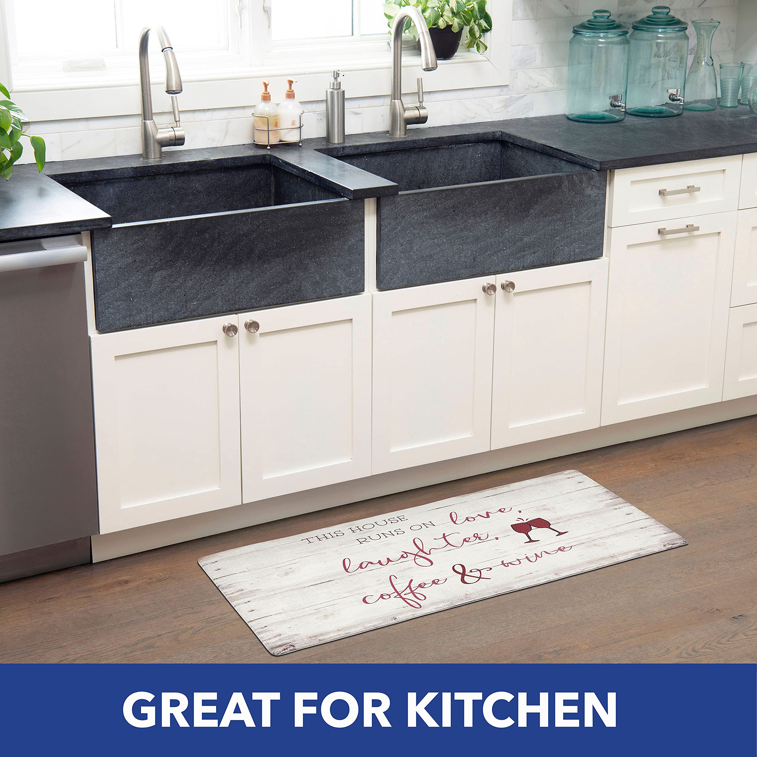 SoHome Cozy Living Anti-Fatigue Kitchen Mat for Floor, Cushioned Kitchen Runner Rug, Non Slip, Easy Wipe Clean, 1/2 Inch Thick Kitchen Mats, 20" x 36" Red Wine