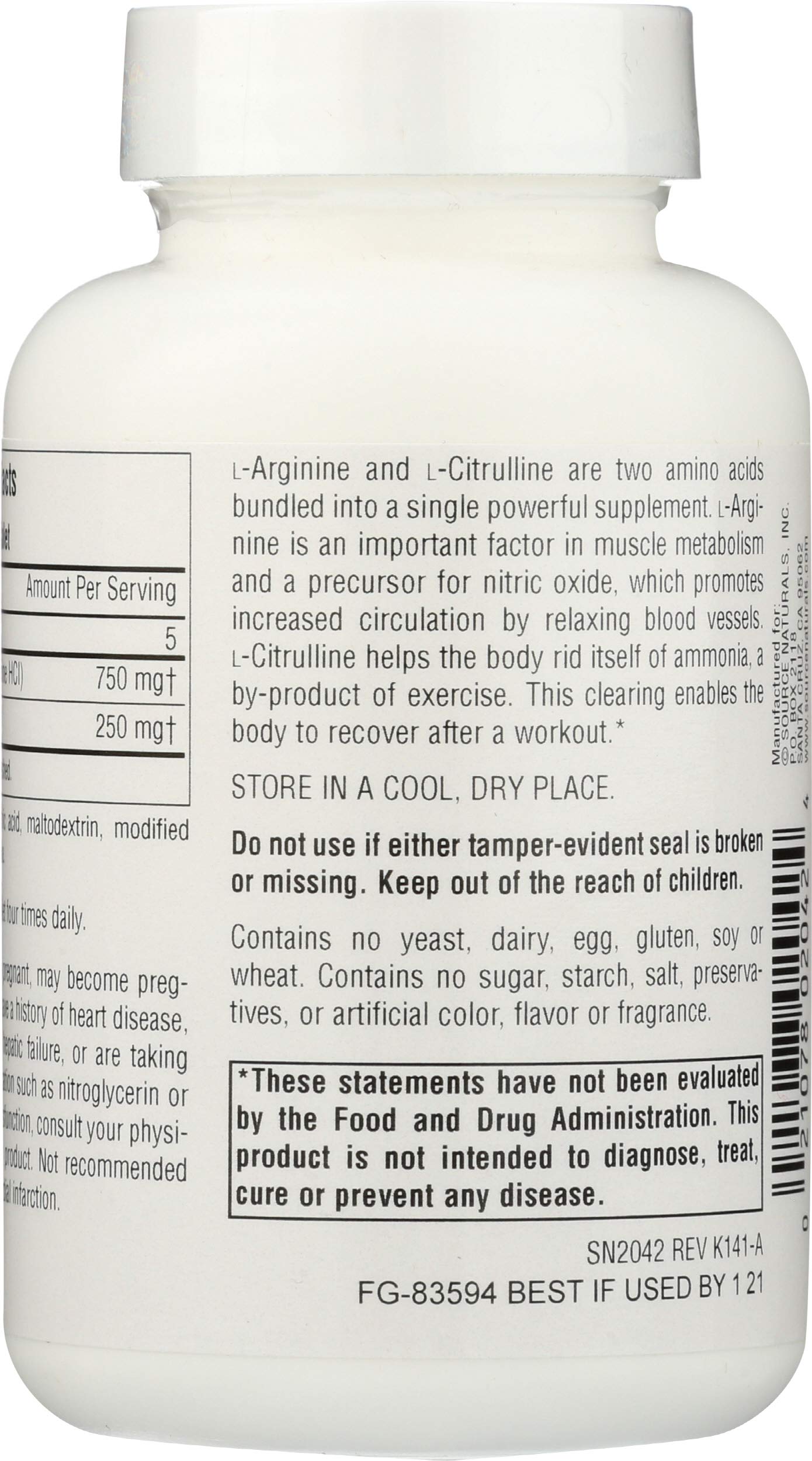L Arginine L Citrulline Complex Source Naturals, Inc. 60 Tabs