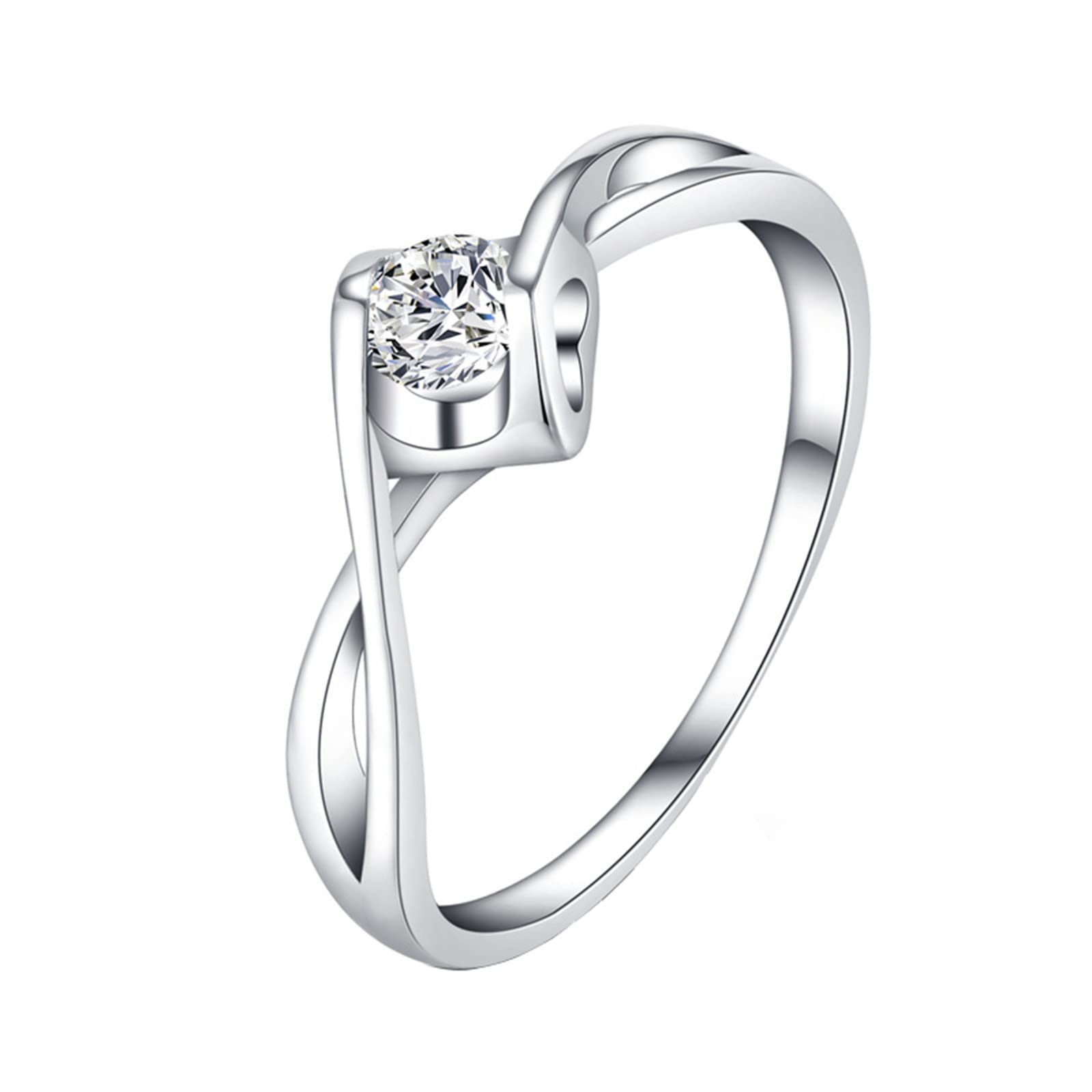 Rings Set Size 7 Women's Ring Fashion Inlaid Zircon Ring Personality Women's Ring Jewelry Engagement Ring (Silver, 7)