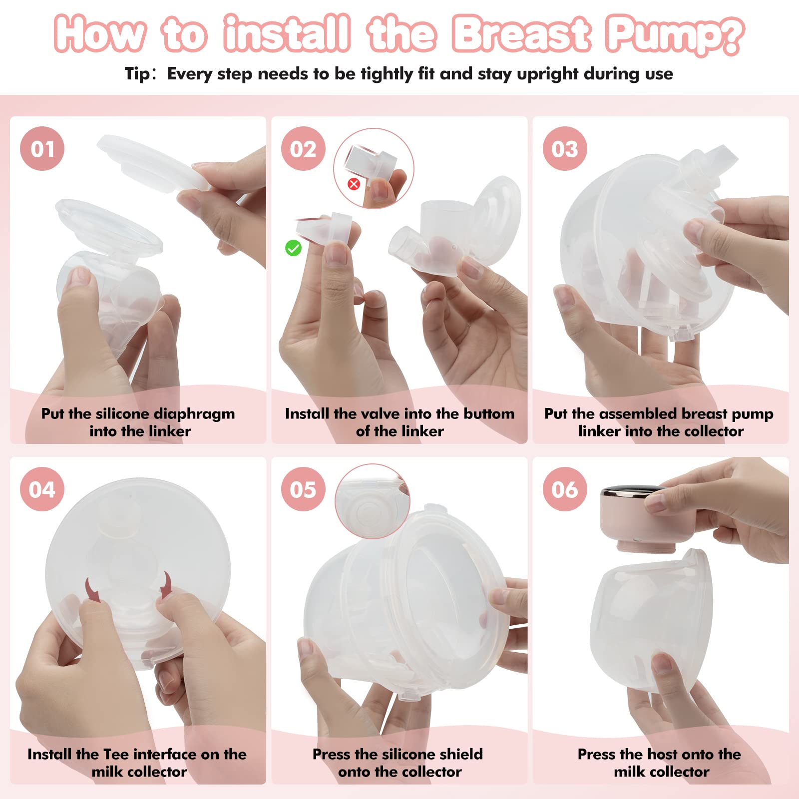 Wearable Breast Pump, AUKZON Electric - Hands Free Breast Pump, with 3 Modes & 9 Levels, Low Noise & LCD Screen, Portable, Rechargeable, 24mm Flange