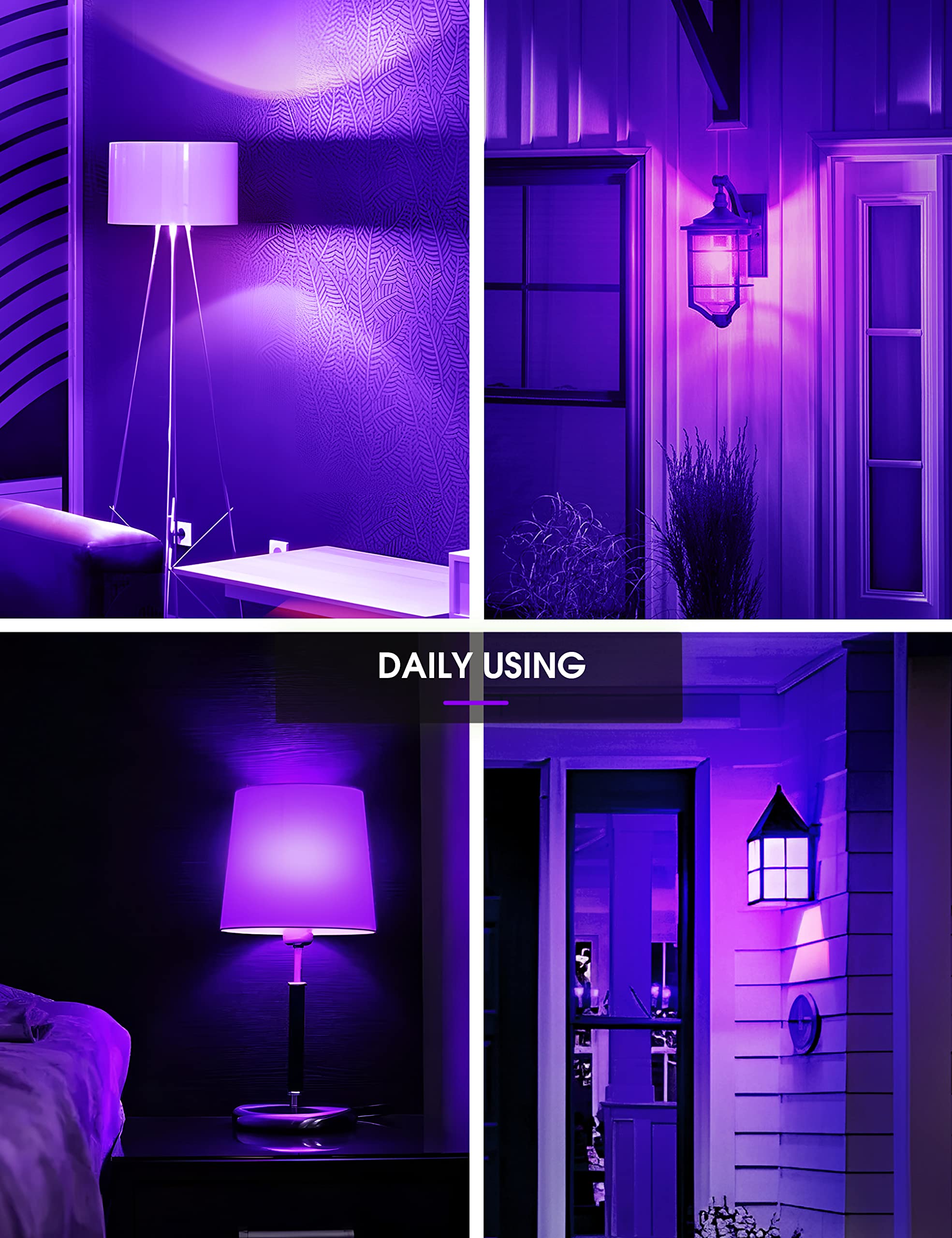L LOHAS LED Blue LED Light Bulbs, A19 9W (60W Equivalent) Christmas Blue Colored Light Bulb Indoor, E26 Base, Non-Dim, 4 Pack