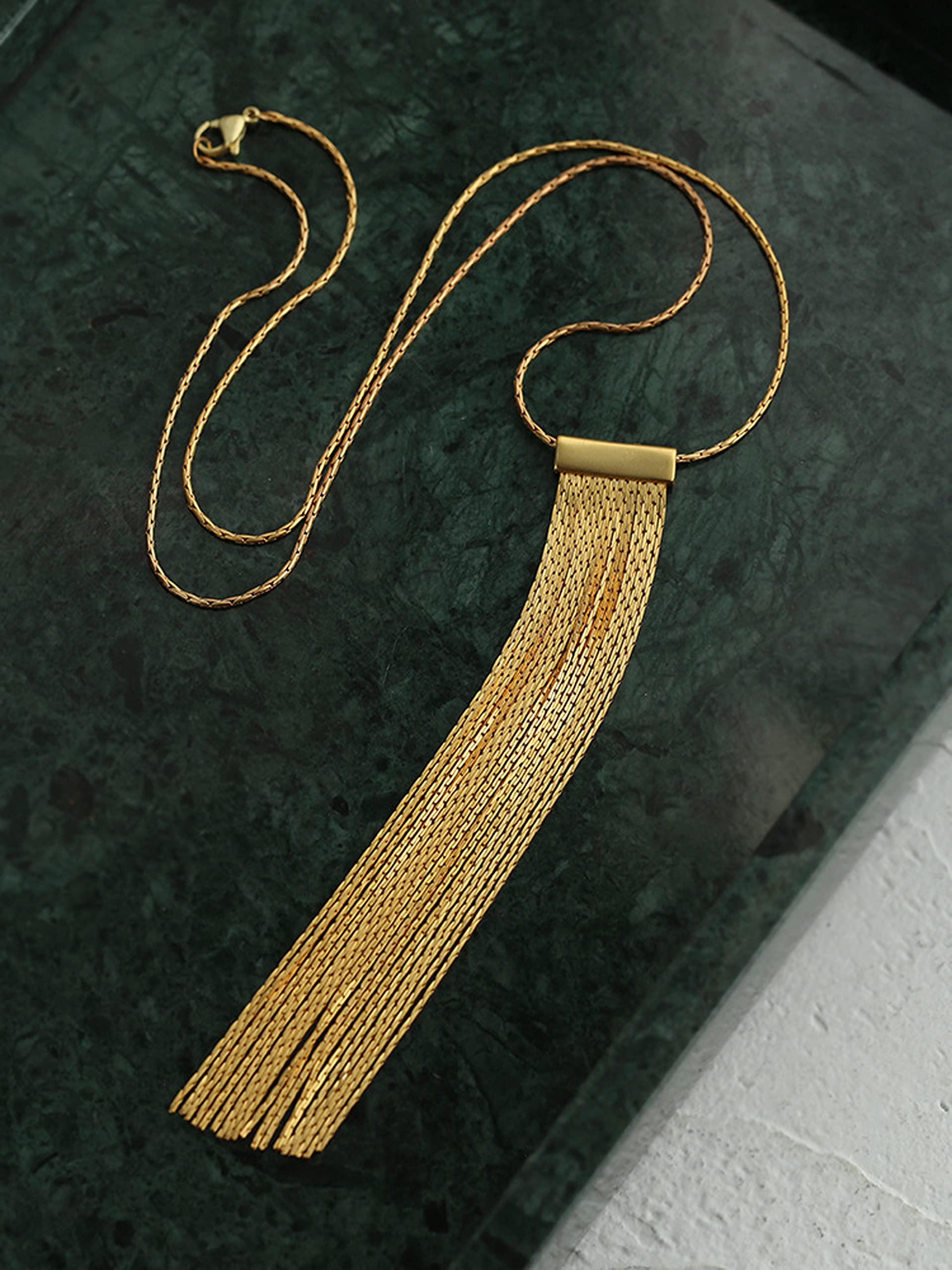 Long Drop Dangle Statement Earrings 18k Gold Hook Sleek Chain Tassel Earrings Minimalism Dainty Party Jewelry Gift for Women