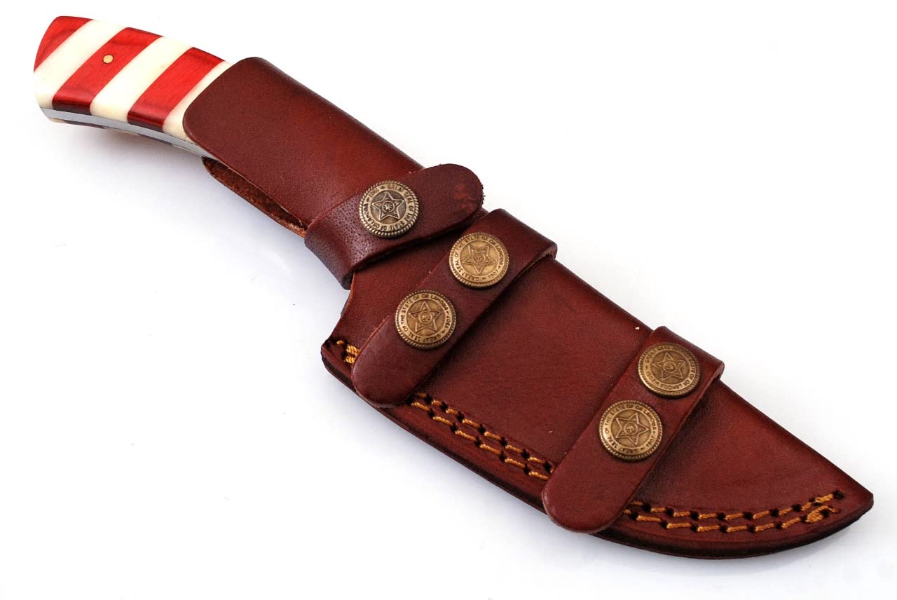 SagaCity Damascus Hunting Knife, 9 Inch Handmade Knife with Sheath, Knives for Men, Bushcraft Kinfe, Edc Knife Damascus, Small Hunting Knife; 109
