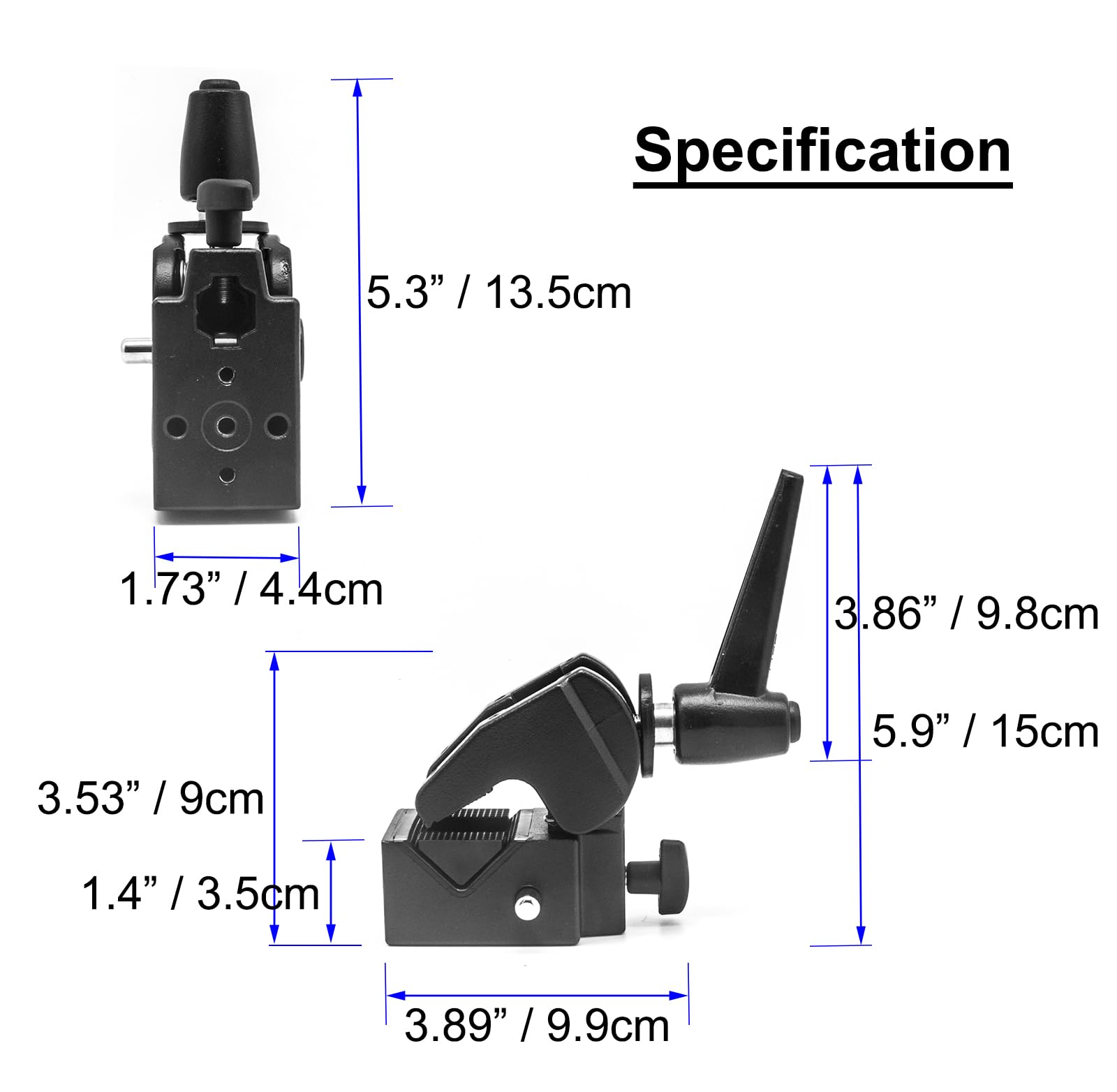 PHOCUS Multi-Function Super Clamp with Standard Stud for Photography Studio Video Camera Lighting