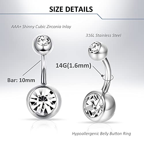 RIOSO 12Pcs Belly Button Rings Surgical Steel 14G Navel Rings Belly Button Body Piercing Jewelry
