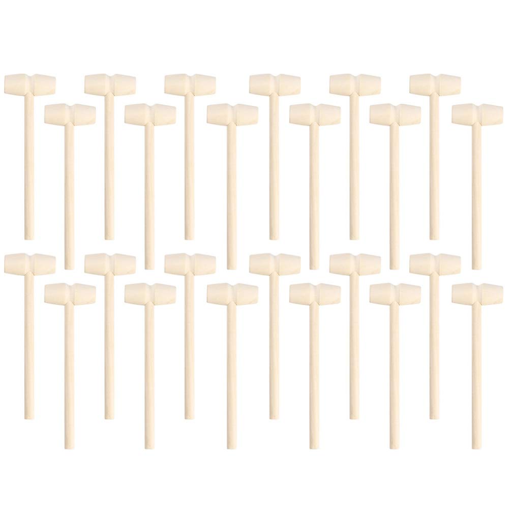 Mini Wooden Hammers Mallet Hammering and Pounding Toys, 24 Pieces