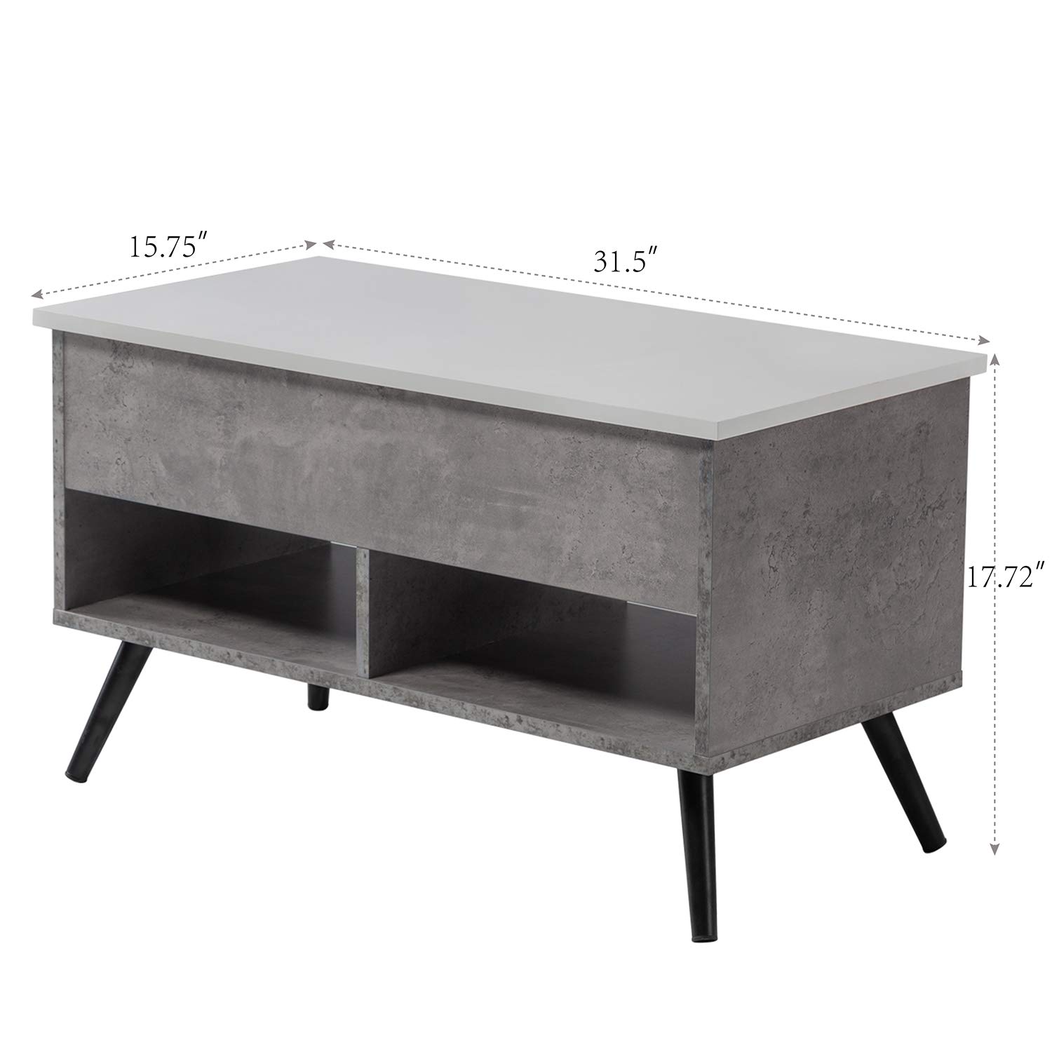 MCMACROS Lift Top Wood Coffee Table, Sofa Tea Table with Storage for Living Room Grey