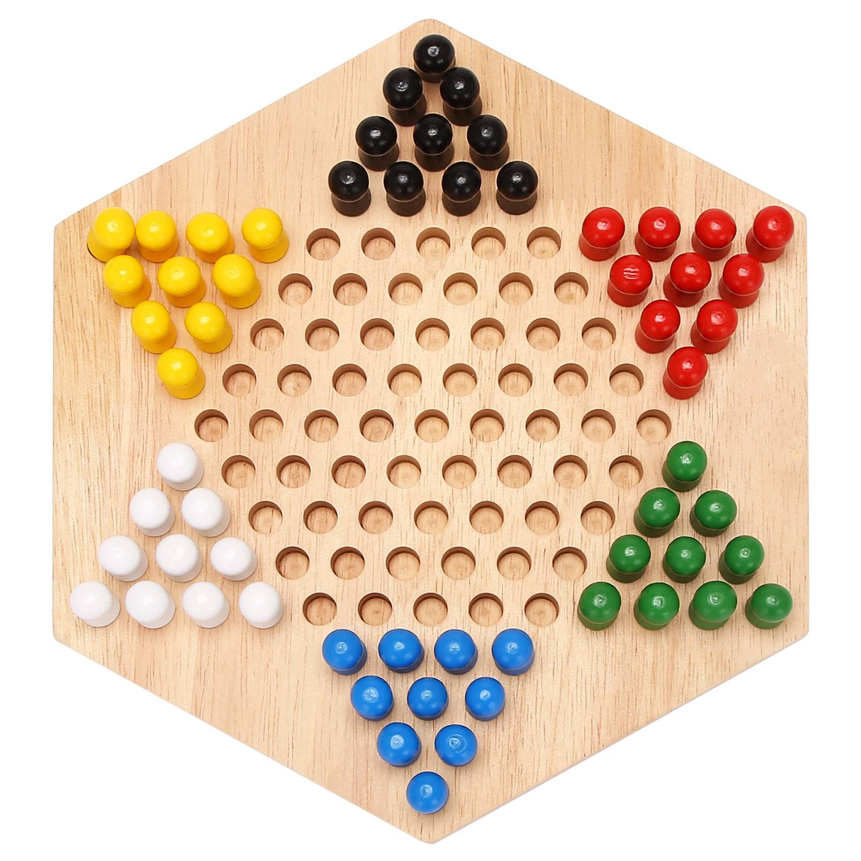 Spacesea Traditional Hexagon Wooden Chinese Checkers Family Game Set