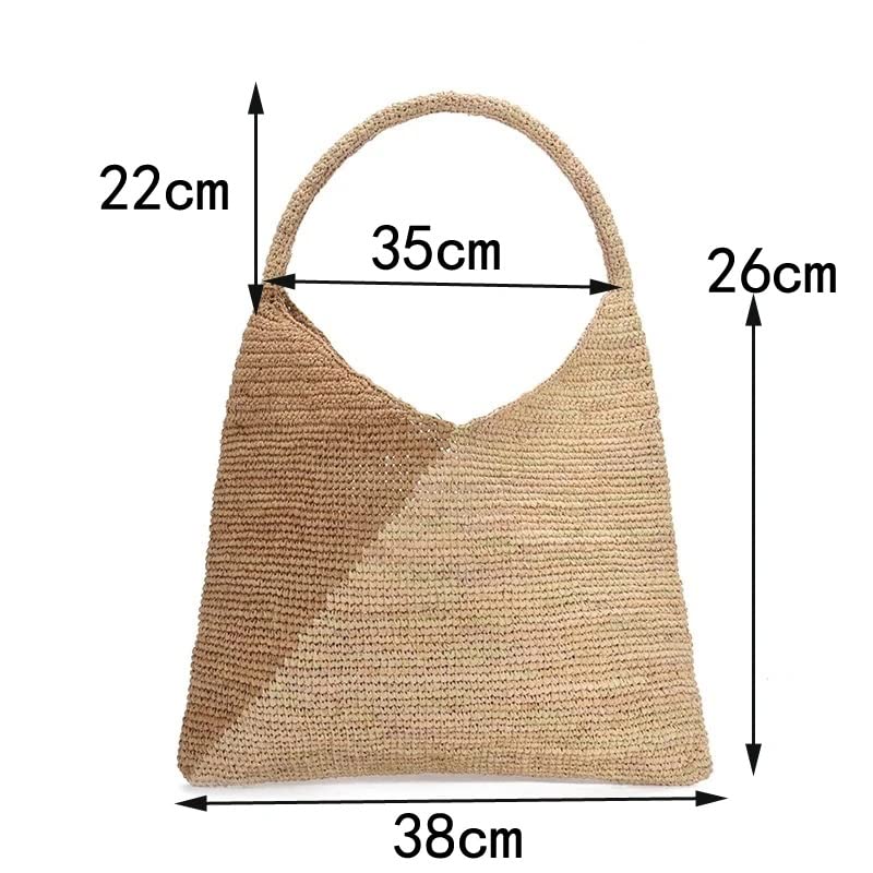 TJLSS Casual Large Capacity Tote Hand-Woven Bag Patchwork Women Shoulder Bags Summer Beach Handbags Big Purses (Color : E, Size : 1)