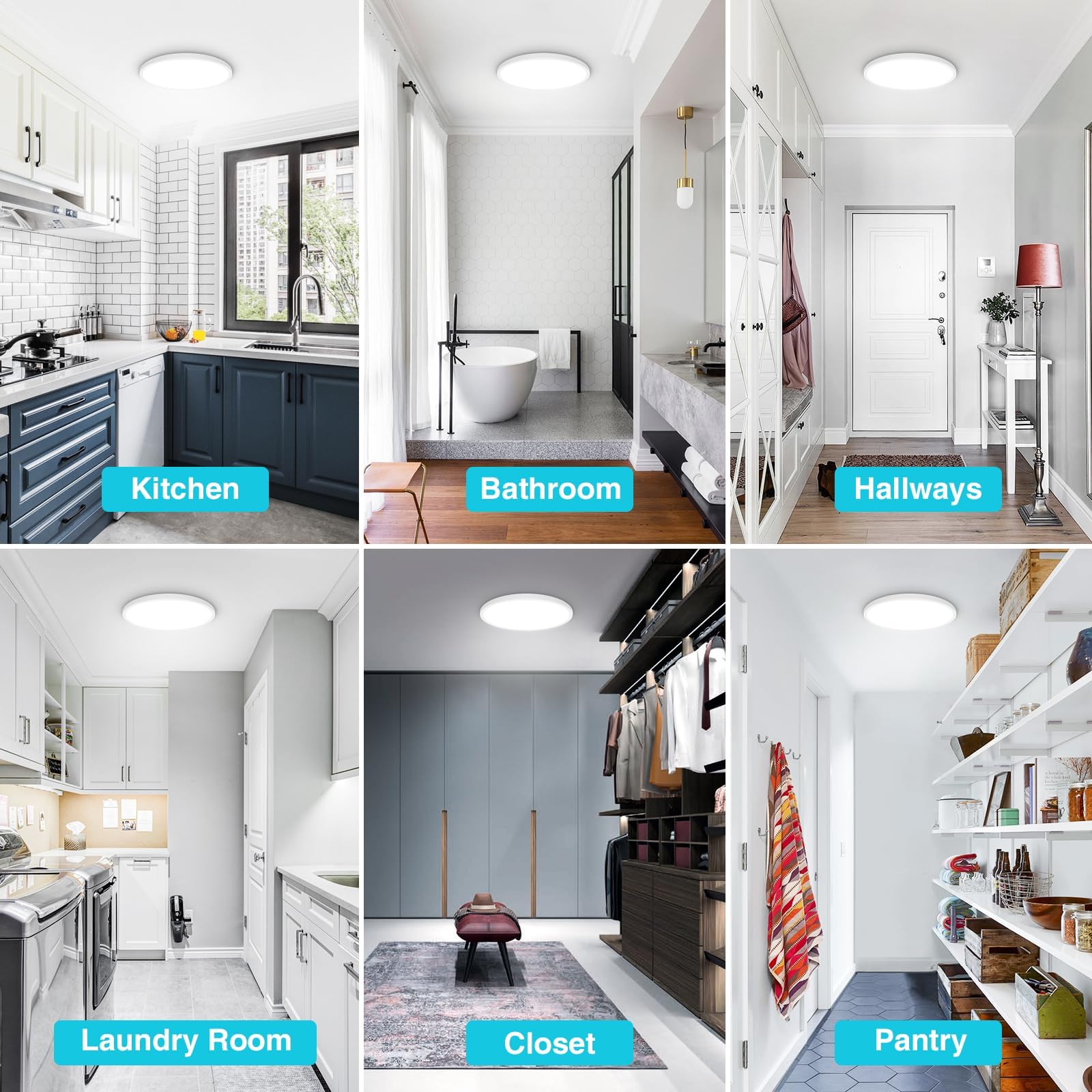 libtit LED Motion Sensor Light Indoor,15W 1500LM 5000K Wired ππππΌ π’π»/π’π³π³ Ceiling Light Flush Mount, 7 Inch Sensitive Motion Activated Light Fixtures for Closet Stair Porch Pantry -2Pack