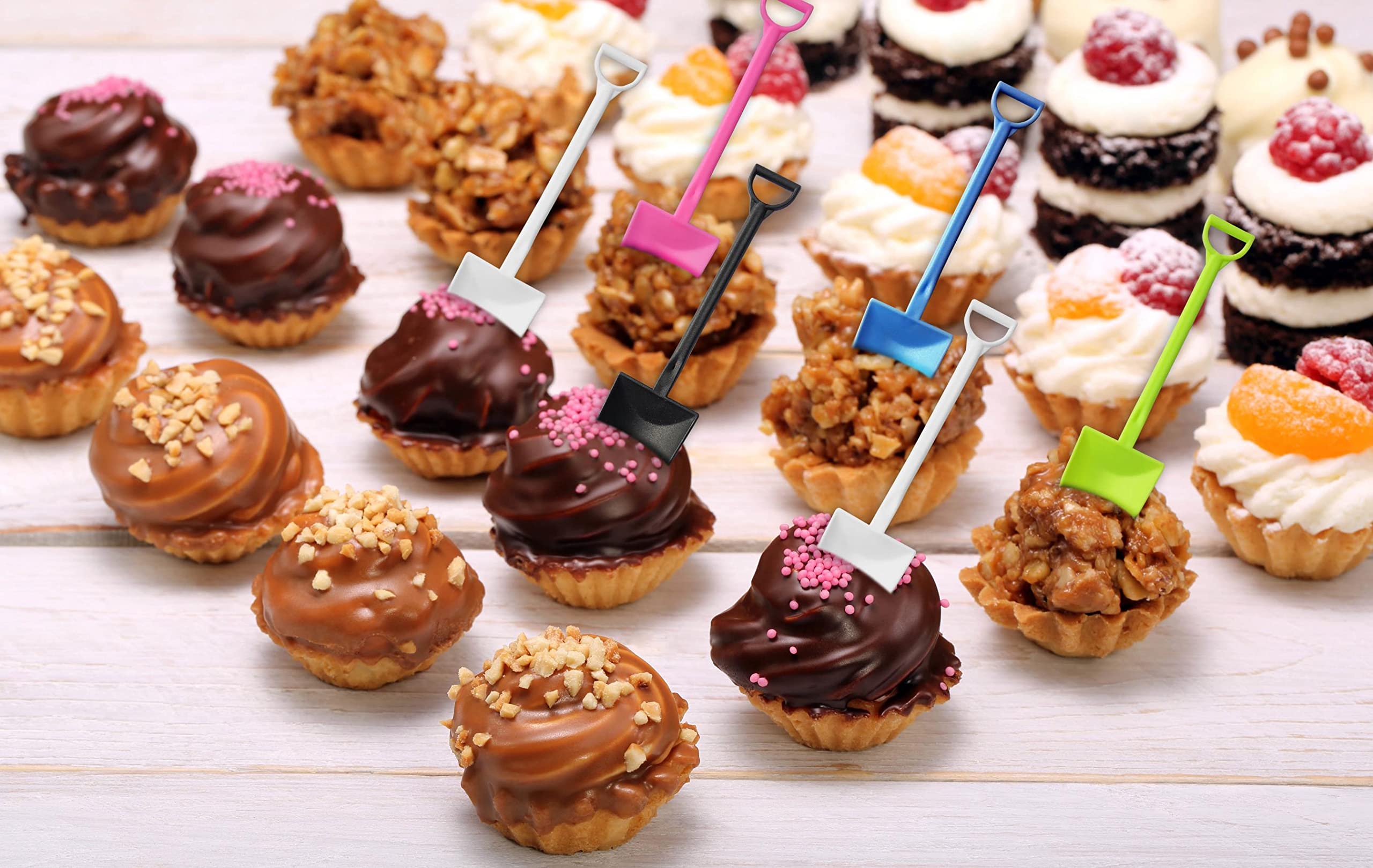 OaaXbbECco Novelty Mini Shovel Shape Spoons Cute Disposable Plastic Dessert Spoons