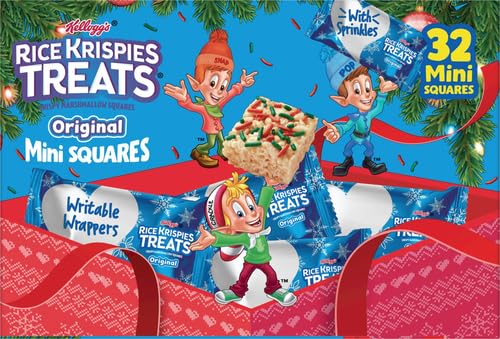 Rice Krispies Treats Mini Marshmallow Snack Bars, Holiday Treats, Kids Snacks, Original with Holiday Sprinkles, 12.4oz Box (32 Bars)