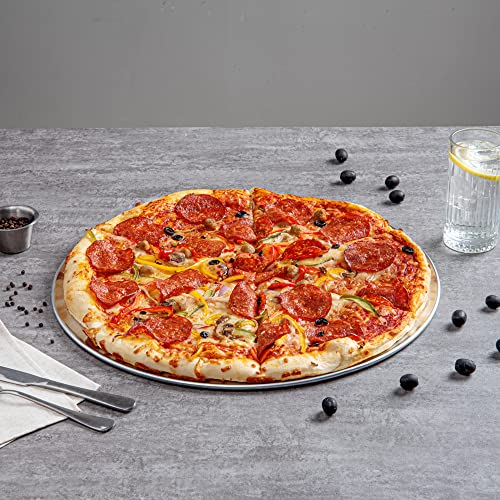 Restaurantware Met Lux 18 Inch Commercial Pizza Pan 1 Coupe Style Pizza Cooking Tray - Heavy-Duty 18-Gauge Aluminum Round Baking Tray Oven-Baking For Pizzas & More