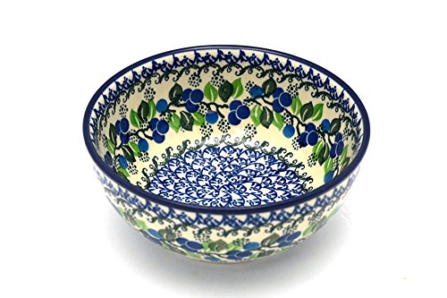 Polish Pottery Bowl - Coupe Cereal - Blue Berries
