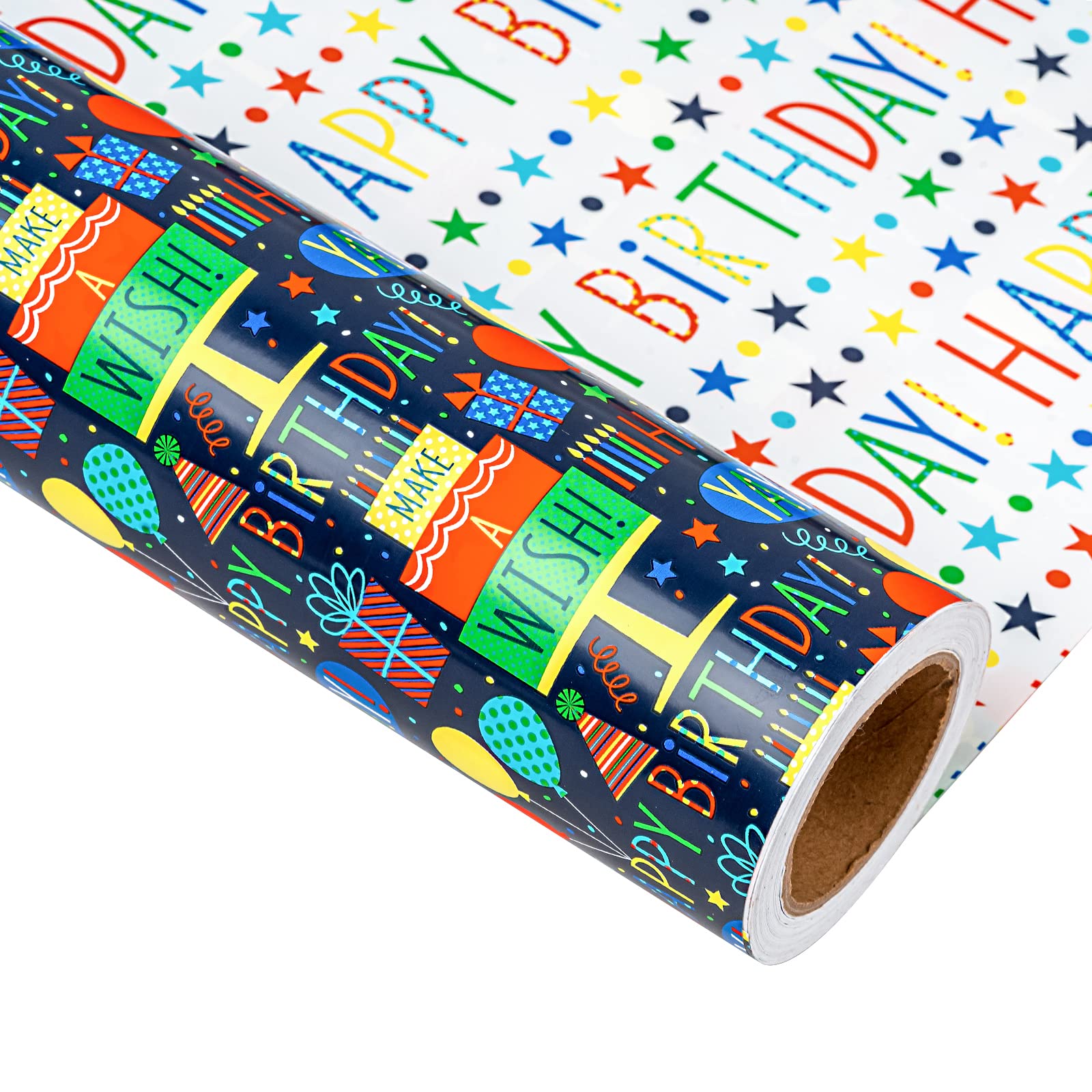 MAYPLUSS Christmas Reversible Wrapping Paper Jumbo Roll - 30 Inches x 100 Feet - Red Green Reindeer and Snowflakes