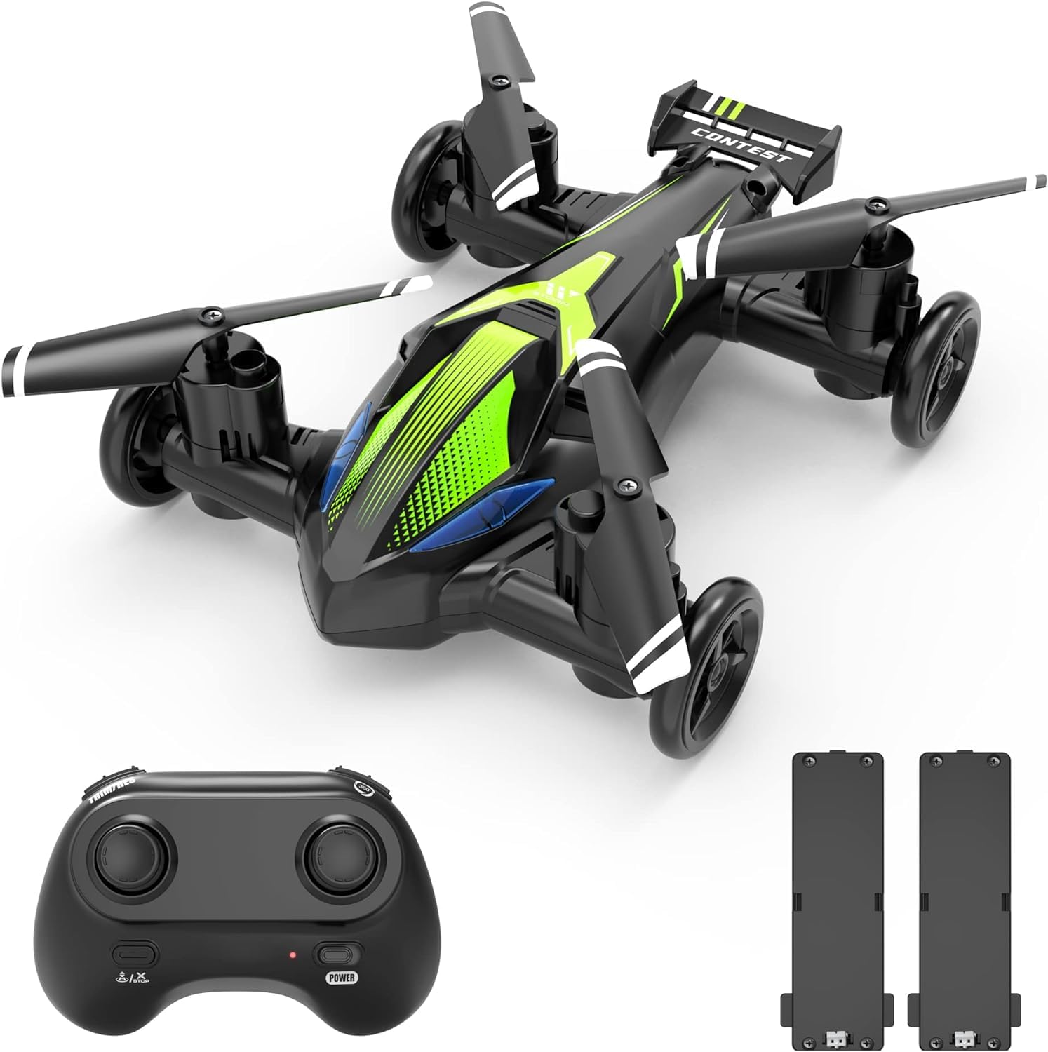 LMRC LM17 Upgraded 2 In 1 Mini Drone for Kids, Remote Control Kids Racing Drone with Land Mode and Fly Mode for Boys Girls, Indoor RC Helicopter Quadcopter with Auto Hovering, Headless Mode, 2 Batteries