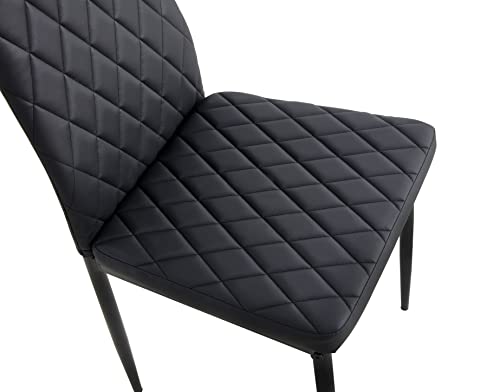 LIADTOP Set for 4, PU Leather Set of 4 Living, Modern Upholstered Side Chairs with Stable Metal Legs,for Dining Room, Kitchen, Restaurant,Black