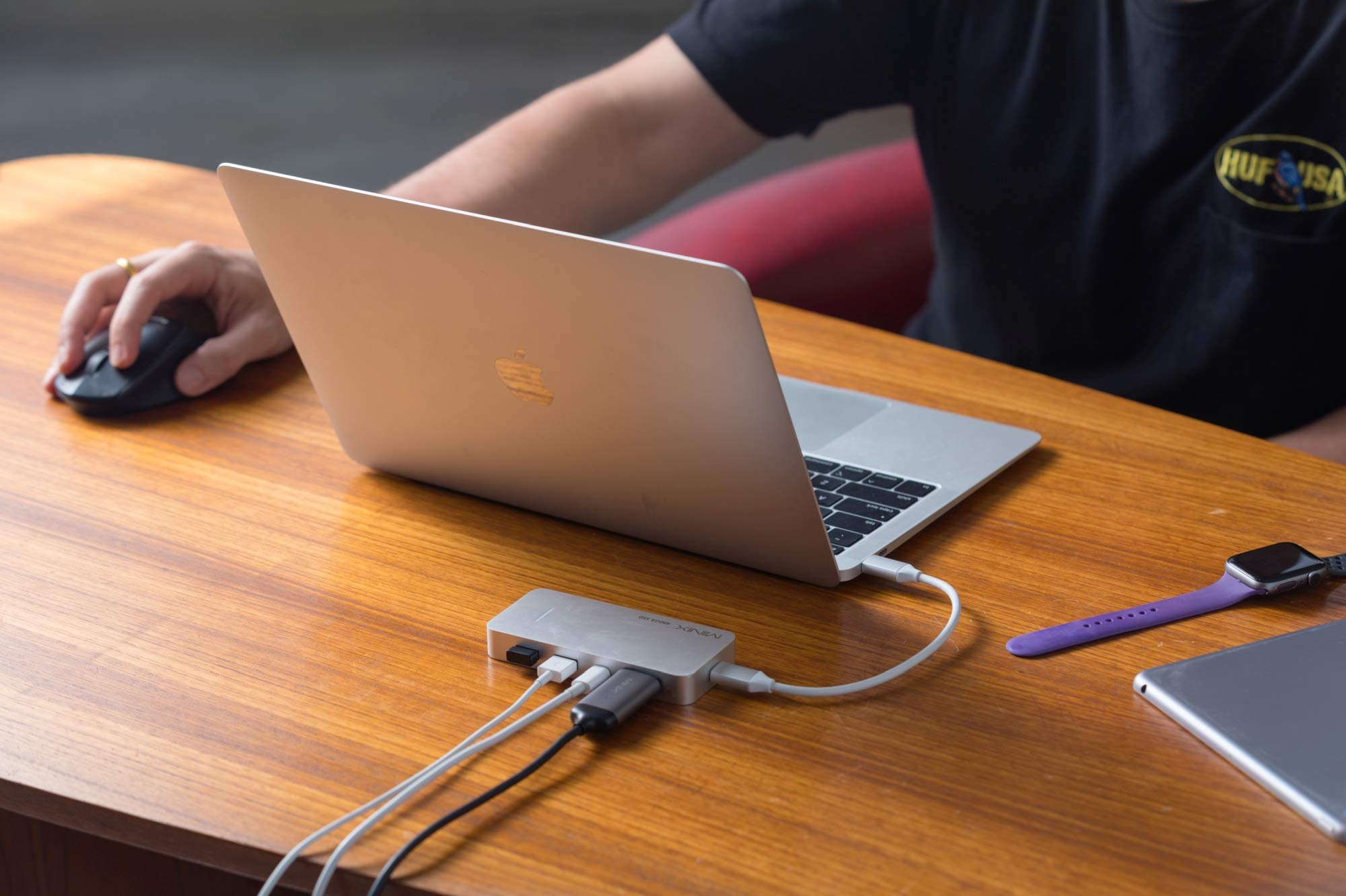 MINIX 480GB USB-C Multiport High-Speed SSD Storage Hub-Gigabit Ethernet,4K HDMI (60Hz), USB-C Pass-Through, USB 3.0-Compatible with macOS, iPadOS and Windows 10 OS. (NEO SG4-Silver)