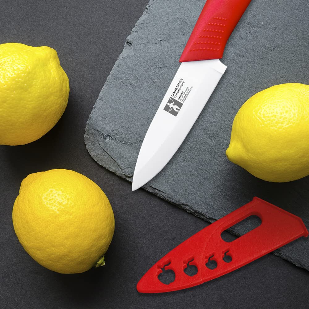 LIANGTAI Ceramic Knife 3 Inch Fruit Knife (Red Handle)