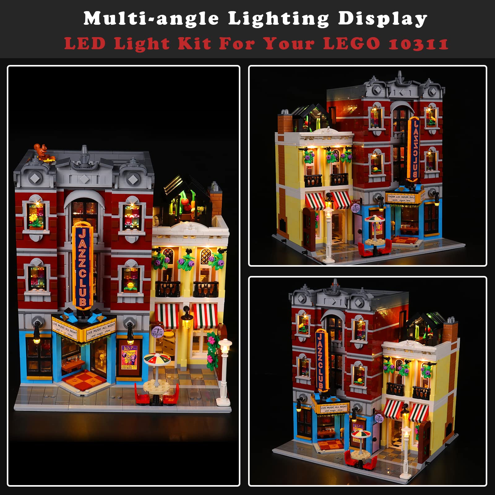 Xunsan LED Light Kit for Lego Jazz Club 10312 Building Blocks,Compatible with Lego Jazz Club Set,Light up Your Lego 10312 Model,Standard Version(NOT Include Lego Model)
