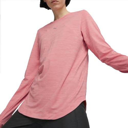 PUMA Women's Cloudspun Long Sleeve Tee, Carnation Pink Heather, Large