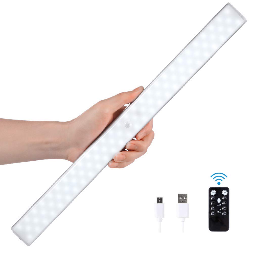 LITAKE 82 LED Closet Lights, Wireless Under Cabinet Lighting Rechargeable Motion Sensor Light Indoor with 2500m Battery Stick-on Anywhere Night Light Bar for Bedroom Stairs Wardrobe Kitchen Hallway