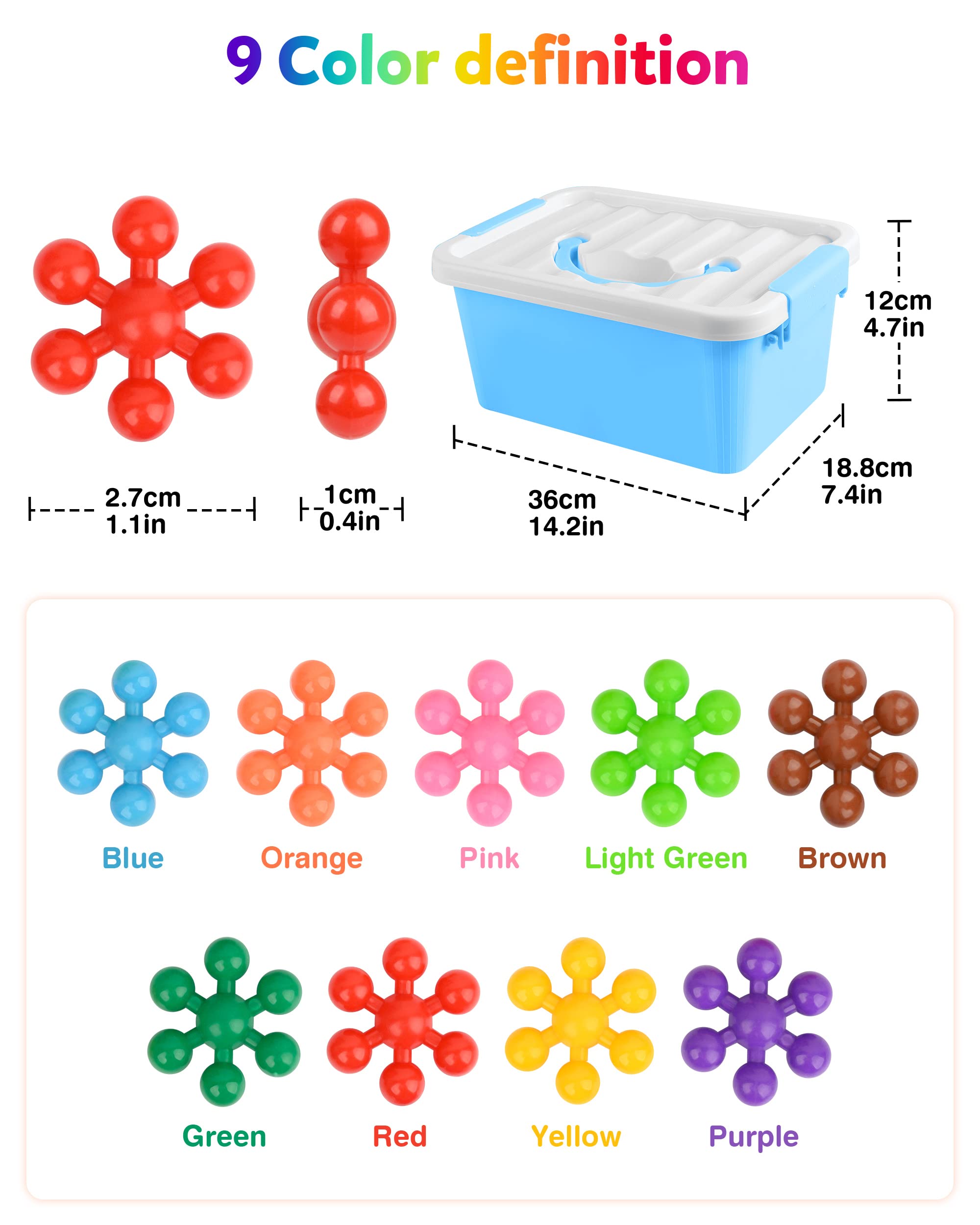 Vanmor 600 Pieces Stem Building Blocks Preschool Educational Toys for Kids 5-7, Discs Sets Interlocking Snowflake Solid Plastic STEAM Activities Fun Gifts Ingenuity Playset for Children