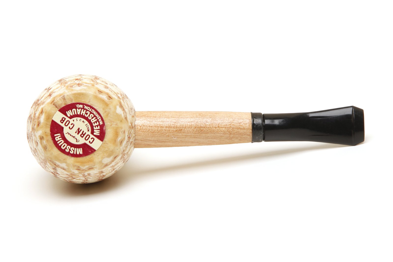 Missouri Meerschaum Mini Morgan Black Stem Corncob Tobacco Pipe- "The Nose Warmer"