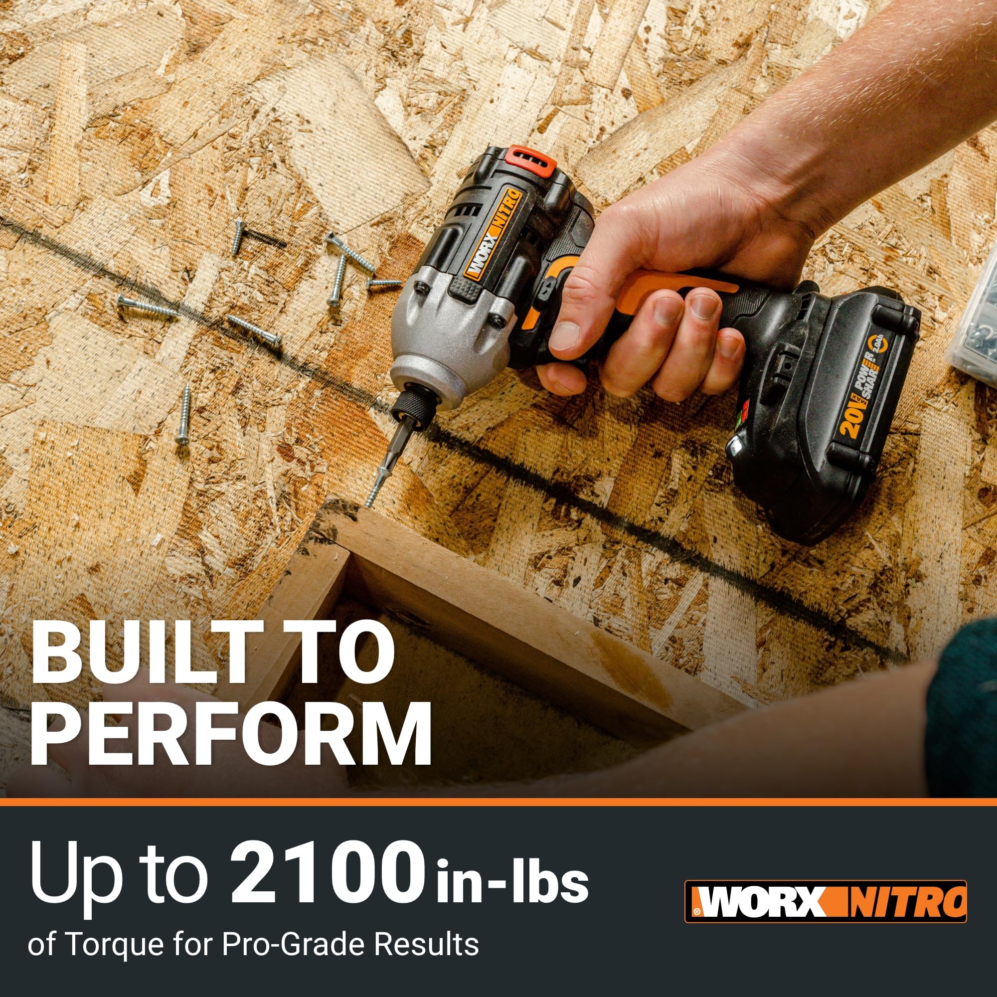 Worx Nitro 20V Impact Driver and Drill Driver with Brushless Motor, Drill Set with Storage Bag, Compact Drill and Driver Combo, Power Share Compatible WX960L β Batteries & Charger Included