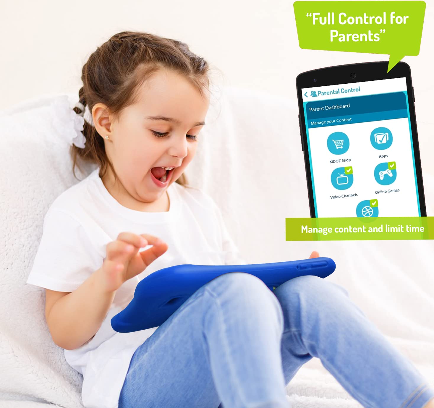 NOBKLEN Kids Tablet 7 Inch Tablet - 2GB RAM and 32GB Storage, 3000mAh Battery, Dual Cameras, and Parental Controls