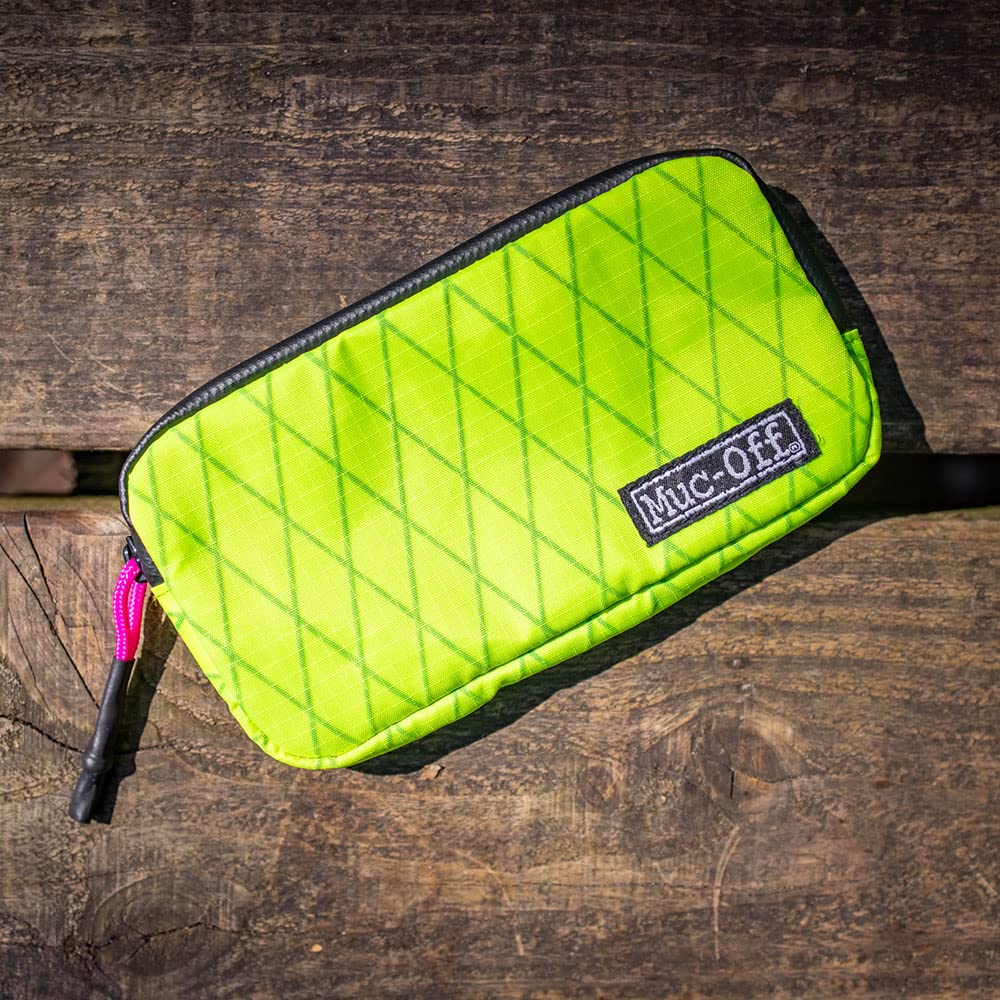 Muc-Off Rainproof Essentials Case, Hi-Vis - Bike Pouch, Cycling Phone Wallet with Zipper - Bike Accessories for Storing Phone and Bike Tools