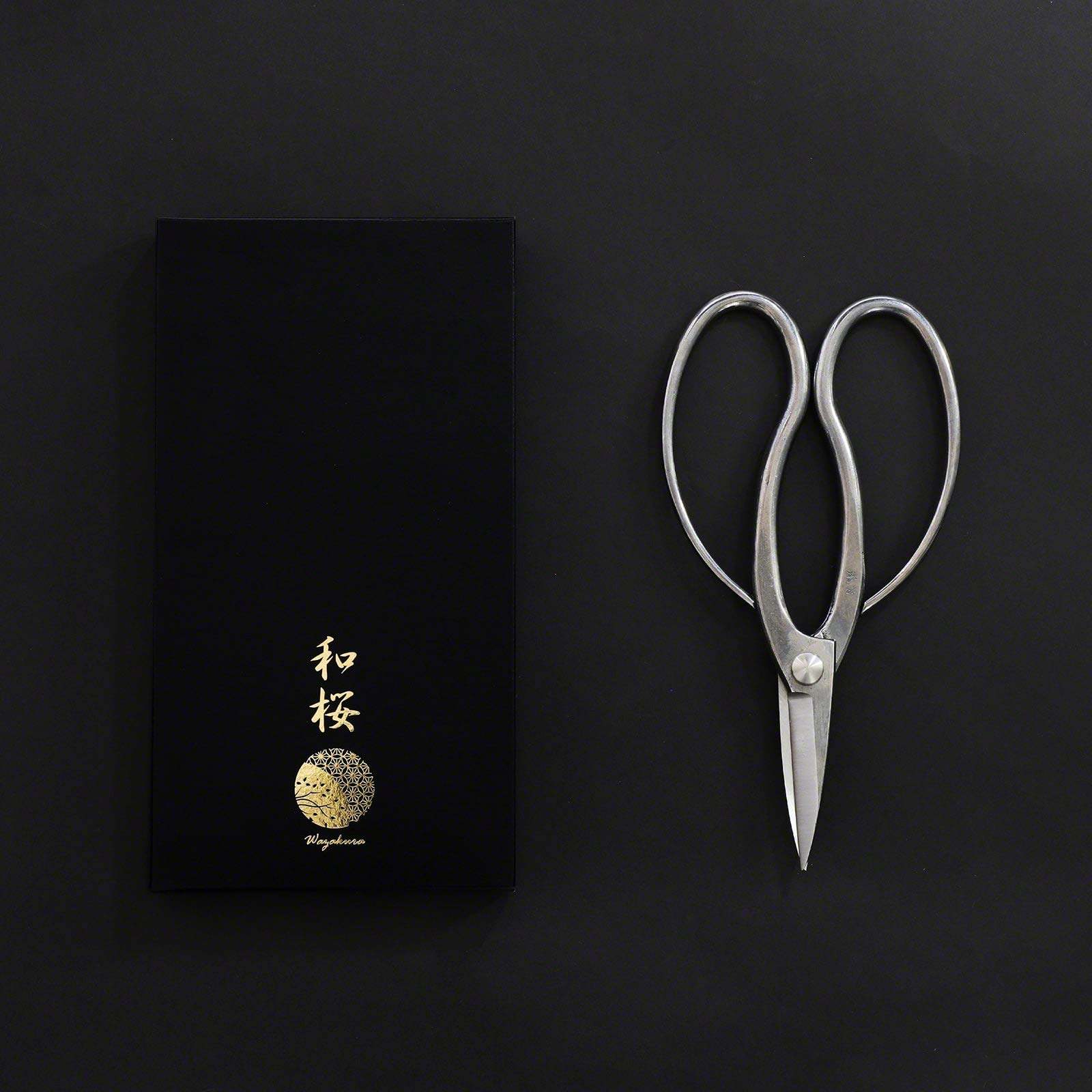 Wazakura Stainless Steel Series Traditional Bonsai Scissors, Made in Japan 7 in (180 mm), Hasami Pruning Shears, Professional Garden Tools (Traditional Stainless Steel)