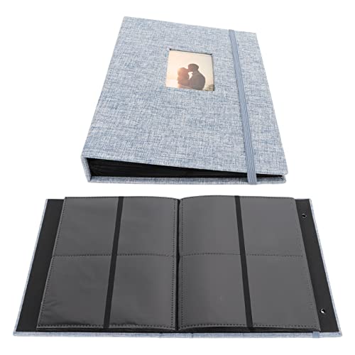 Photo Album, Hemp Woven Cotton Shell, Delicate Photo Album, 208 Pockets, Fine Workmanship, Mini for Gift (Blue)