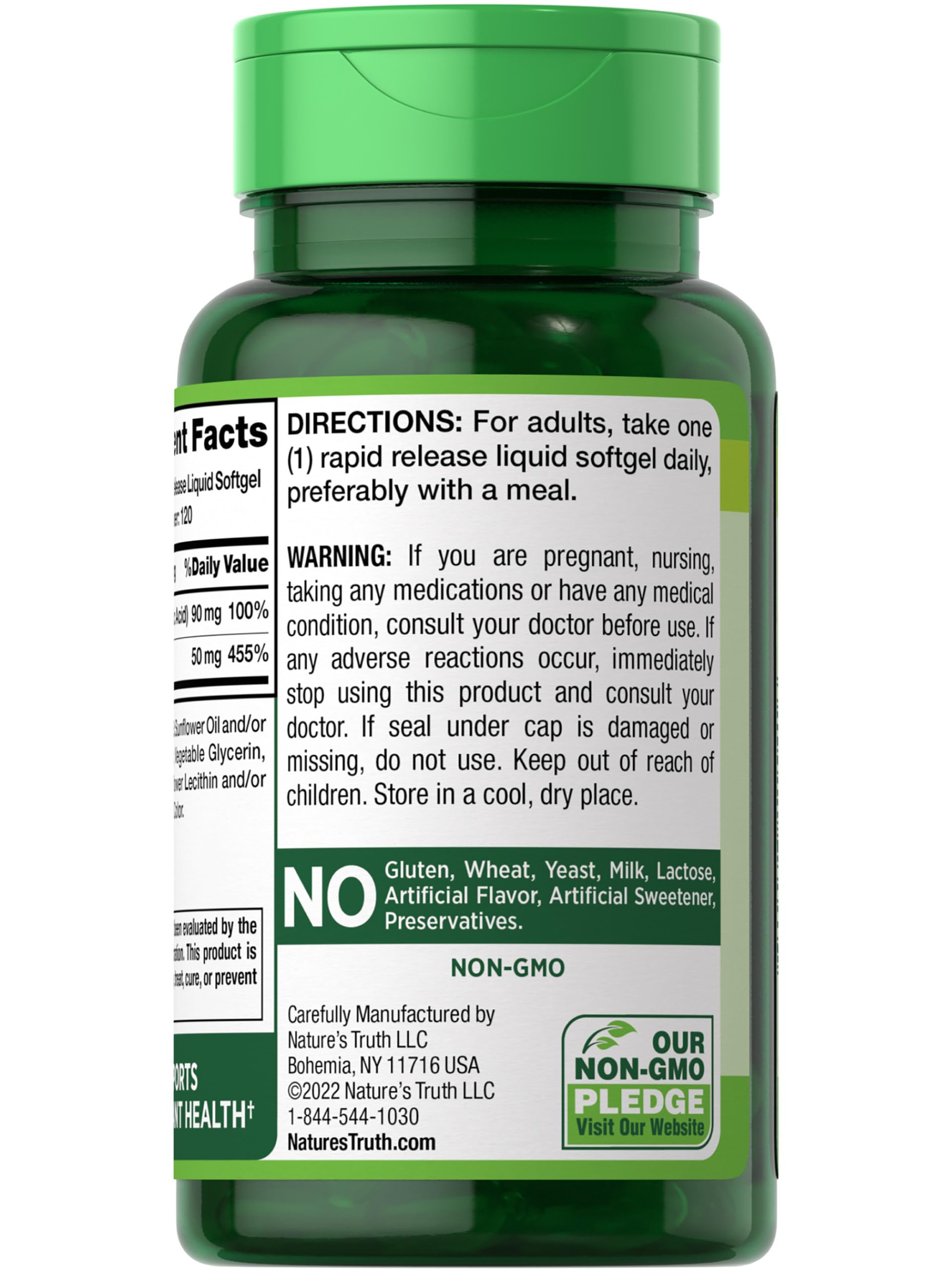 Nature's Truth Zinc with Vitamin C | 50mg | 120 Softgels | Non-GMO & Gluten Free Supplement