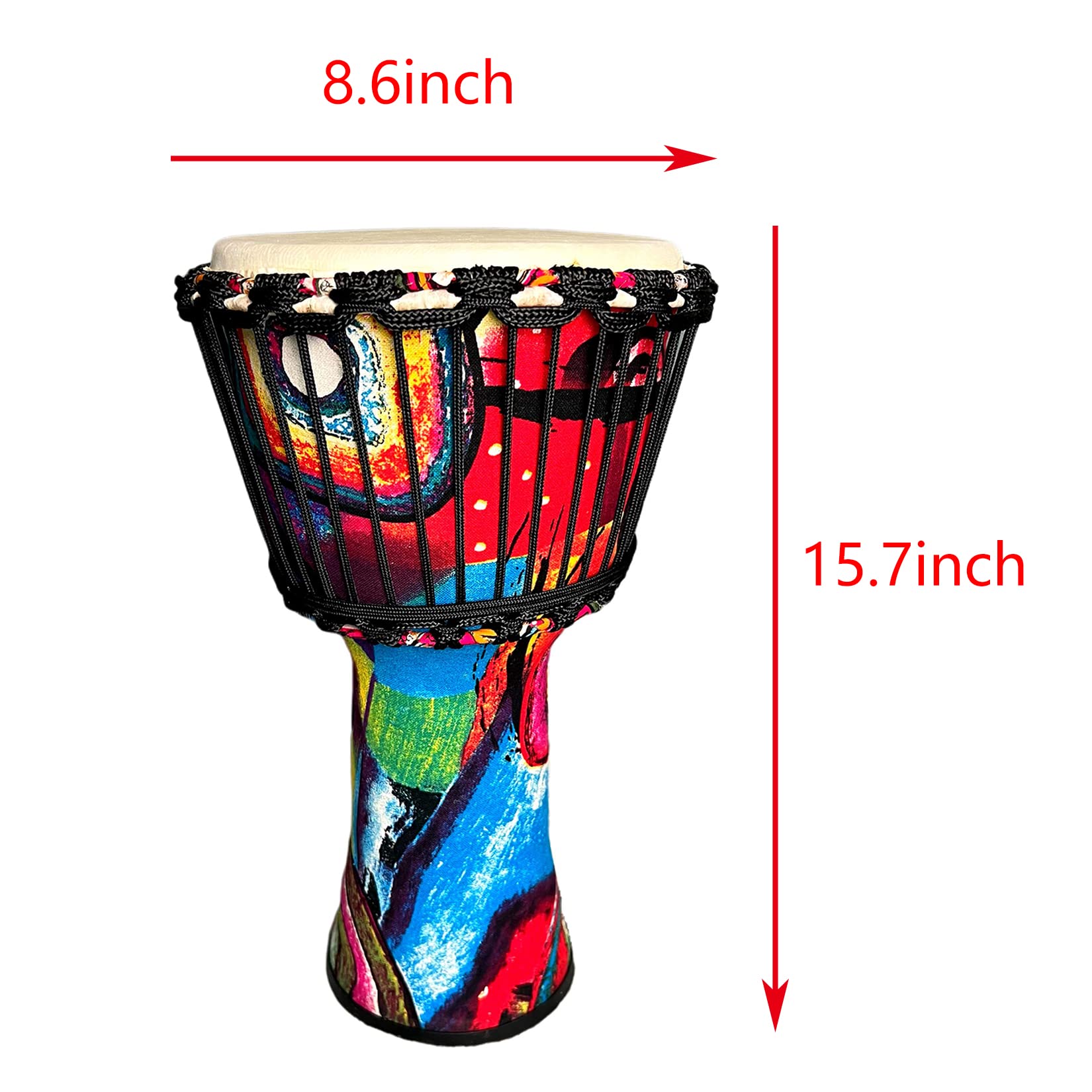 RUOSWTE 8.5 "Djembe Drum, Bongo Drum, Percussion Music, Sheepskin Drum Face, Professional Tuning, Hand Drum(Abstraction)