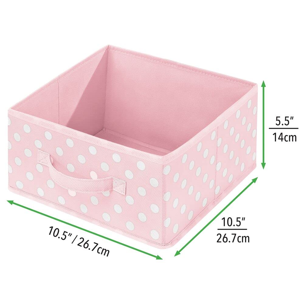 mDesign Soft Fabric Modular Closet Organizer Box, Handle for Cube Storage Units in Closet, Bedroom, Bathroom - Holds Clothing, T Shirts, Leggings, Accessories - Polka Dot Print, 2 Pack - Pink/White
