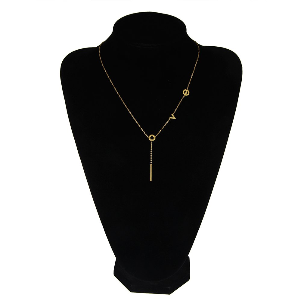 LUREME Women's Stainless Steel Love Y Shaped Necklace Circle Lariat Necklace (nl005577-2)