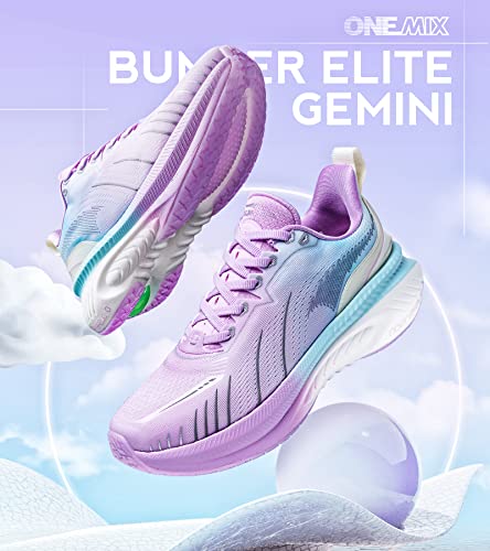 O-Resilio Max Cushioning Running Shoes for Men & Women Wide Cushioned Lightweight Athletic Supportive Road Running Shoes with Arch Support Light Purple Size US Men 12