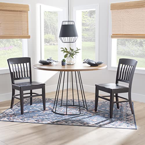 Linon Dark Brown Audrey Slatted Back Fully Assembled Set of 2 Side Chair, Dining Height