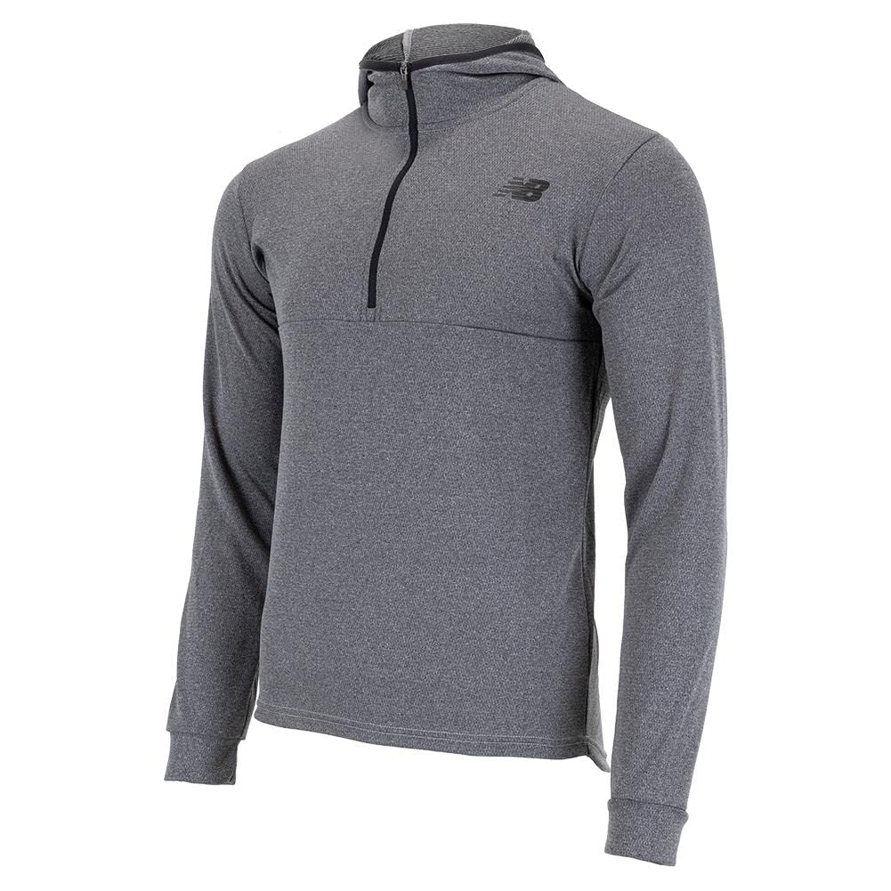 New Balance mens Tenacity Hooded Quarter Zip Shirt, Light Aluminum, X-Small US