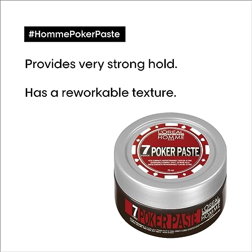 L'Oreal Professionnel Men’s Styling Poker Paste | Provides Extreme Hold | Matte Finish | For All Hair Types | 2.5 Fl. Oz.