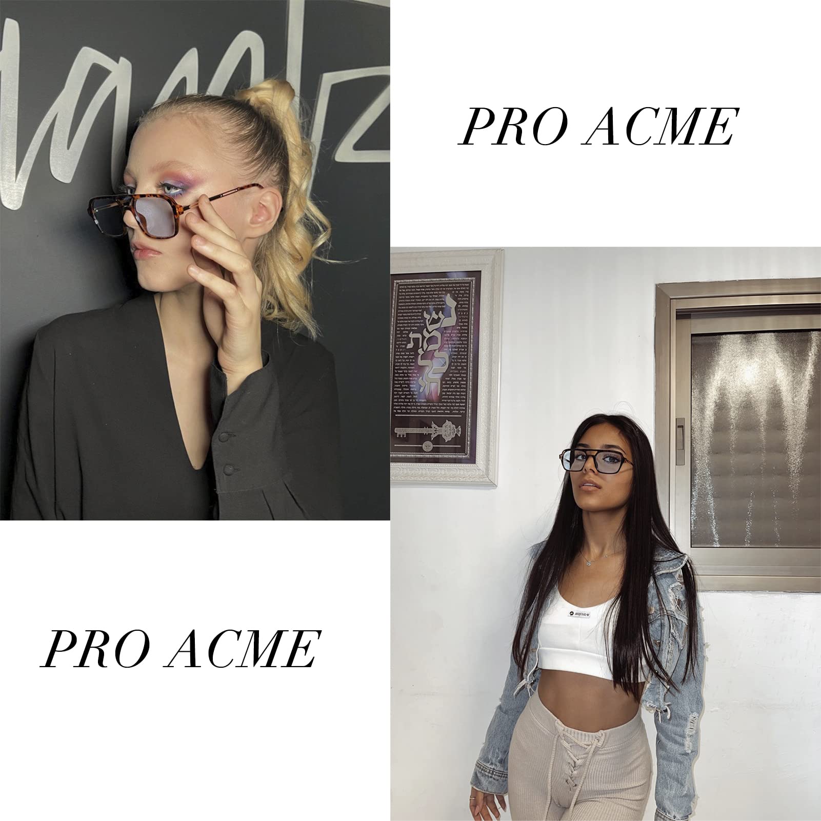 Pro Acme Vintage 70s Flat Pilot Sunglasses for Women Men, Small Frame Rectangular Glasses UV400 Protection Shades (Leopard Frame | Black Lens)