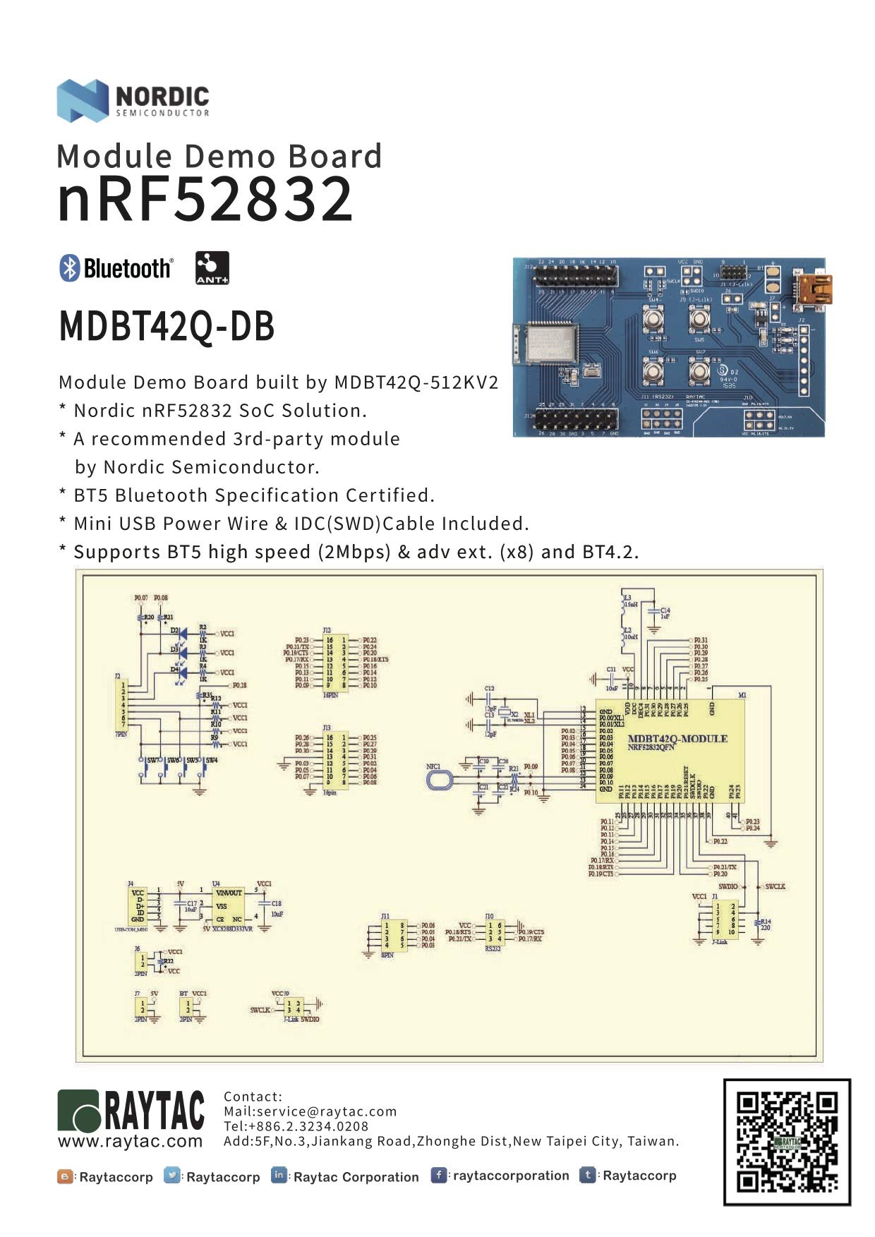 MDBT42Q-DB-32 Nordic nRF52832 Module (MDBT42Q-512KV2 / Chip Antenna / 32 GPIO) Evaluation Board Dev Kit DK Bluetooth ANT+ BT5.2 BT5 FCC IC CE Telec KC RCM SRRC Demo Board