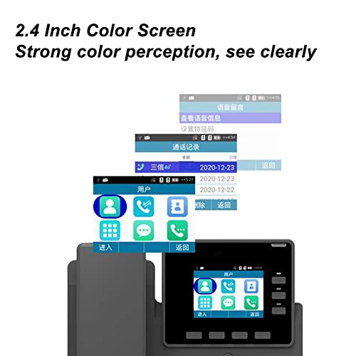 VOIP Phone, Voicemail 4G WiFi 2.4 Inch Color Screen Business SIP Phone for Office (US Plug)